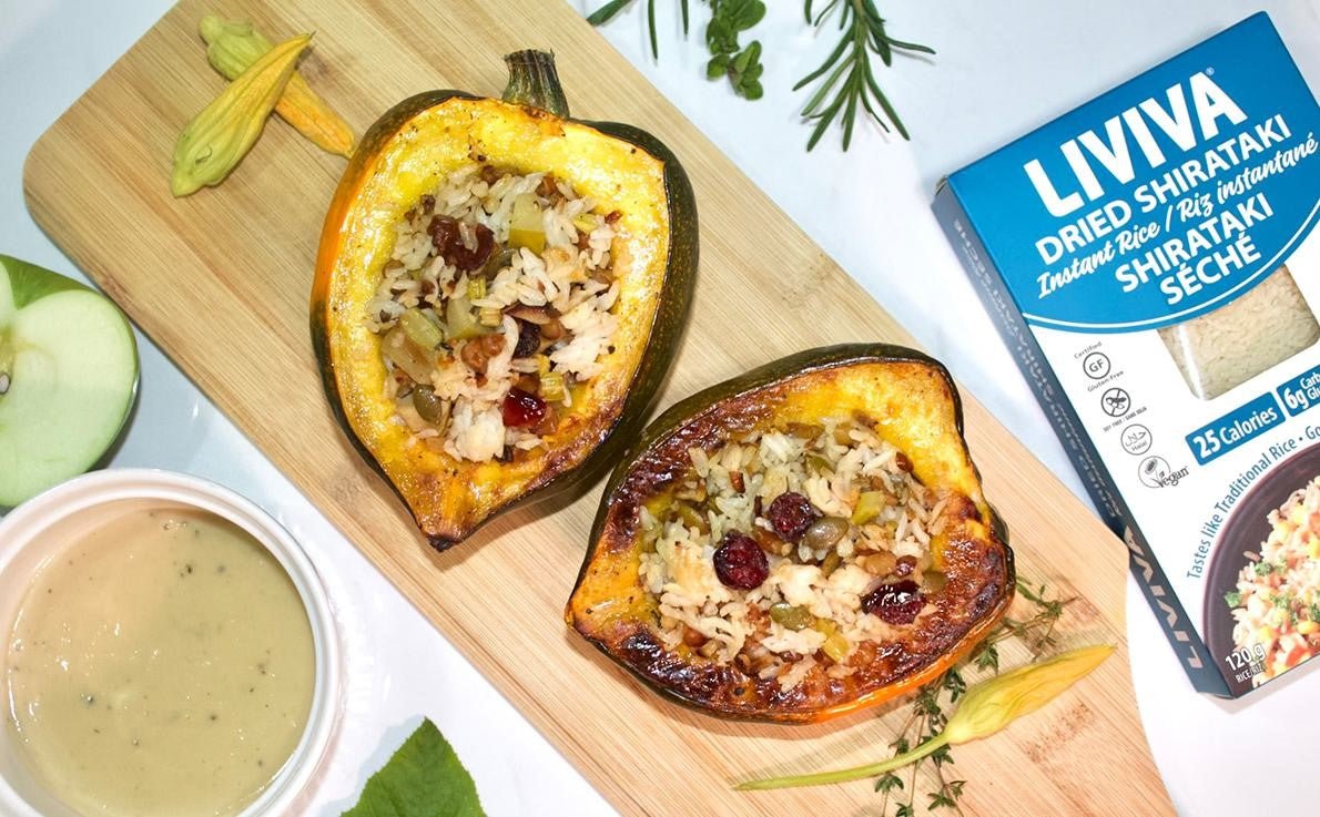 Harvest-Stuffed Acorn Squash with LIVIVA Shirataki Instant Rice ...